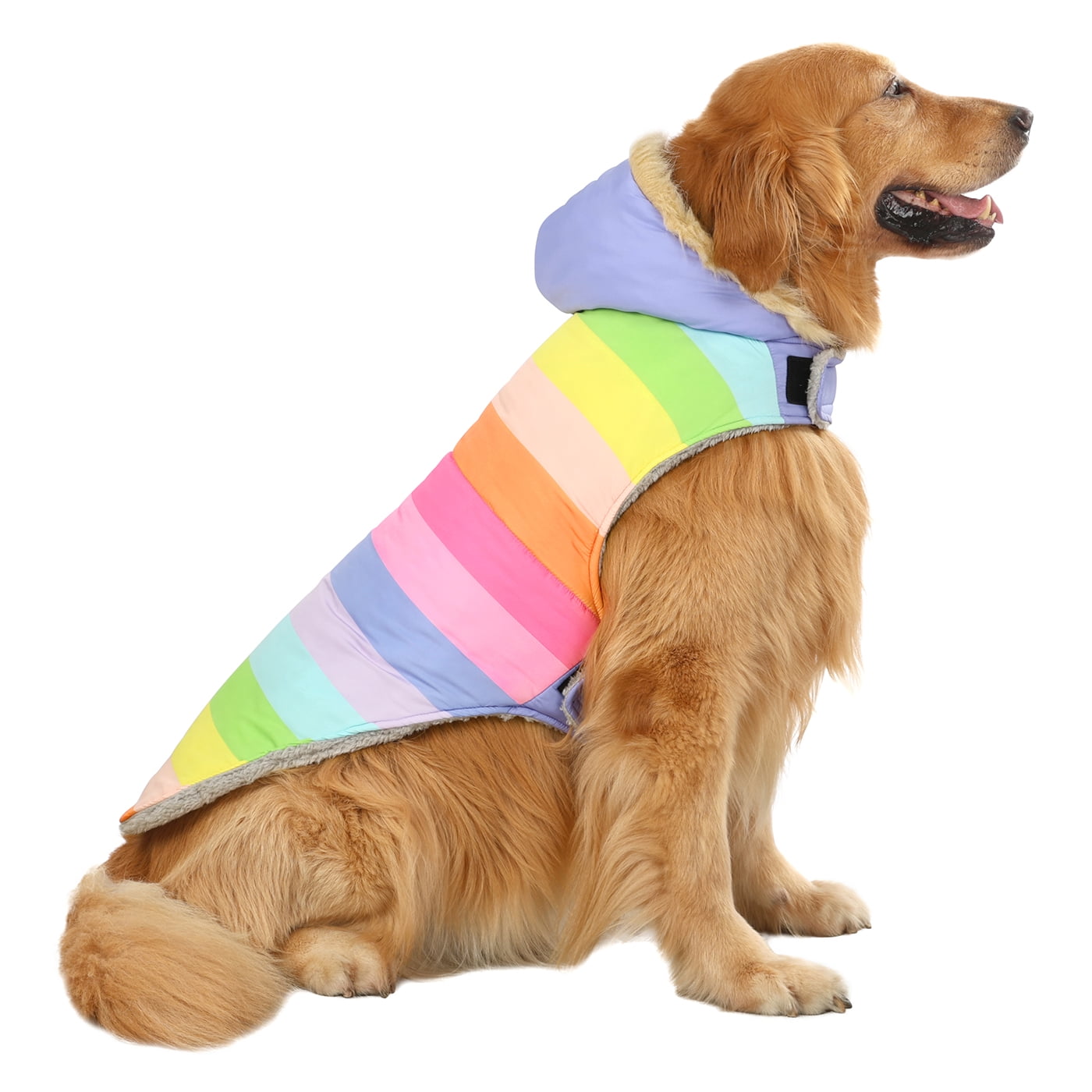 HDE Dog Puffer Jacket Fleece Lined Winter Coat with Harness Hole Pastel ...