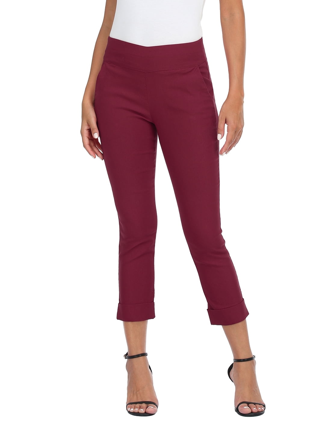 HDE Pull-On Capris for Women: Business Casual, Dressy, Elastic Waist ...
