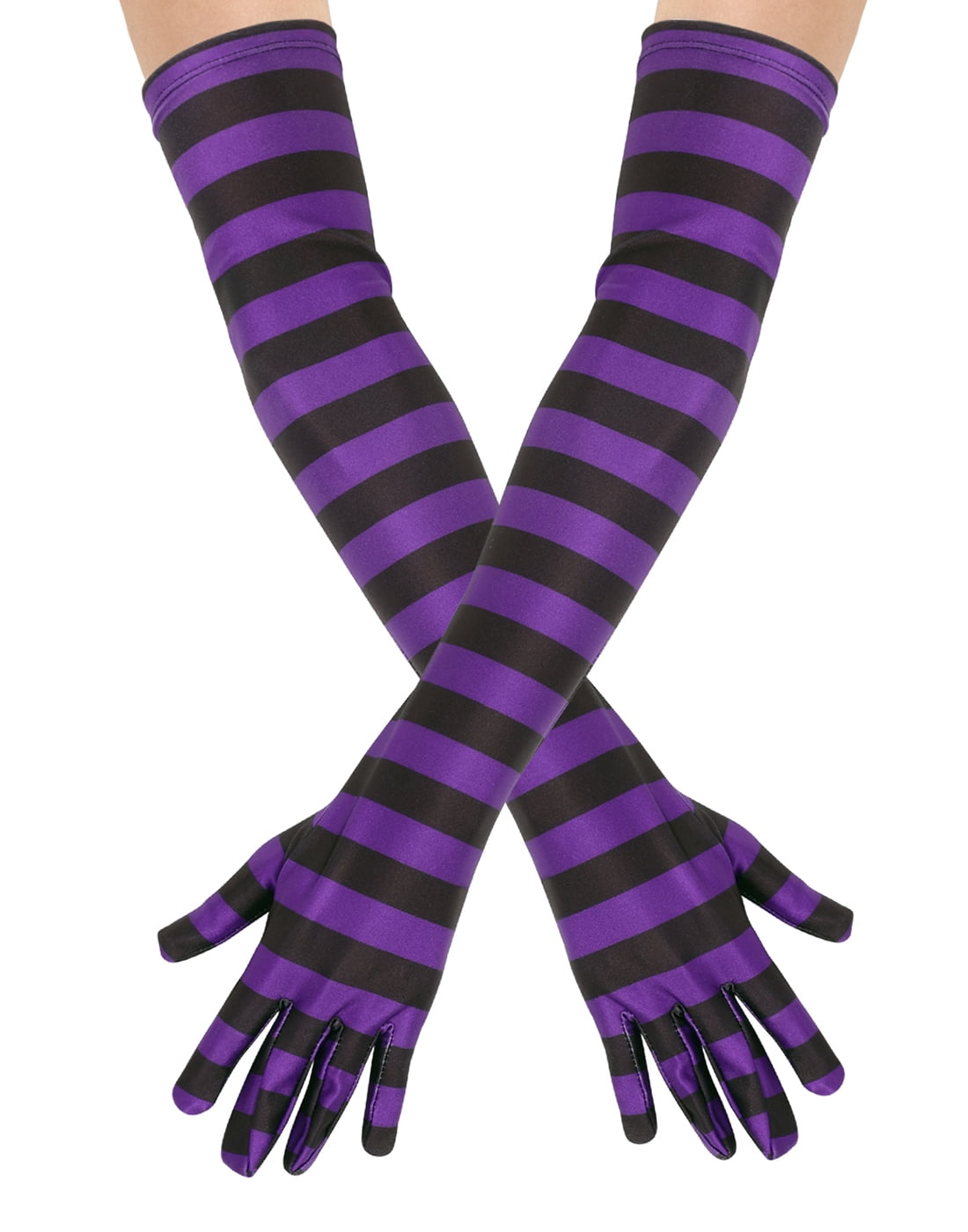 HDE Satin Cosplay 21.5" Elbow Length Halloween Costume Gloves Black and ...