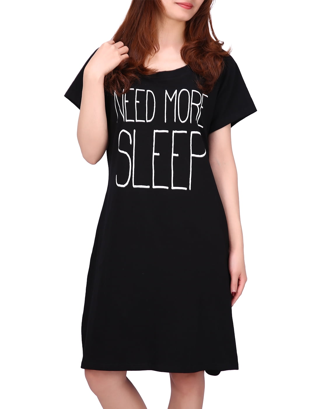 HDE Women's Cotton Nightgowns Short Sleeve Sleep Dress Need More Sleep ...