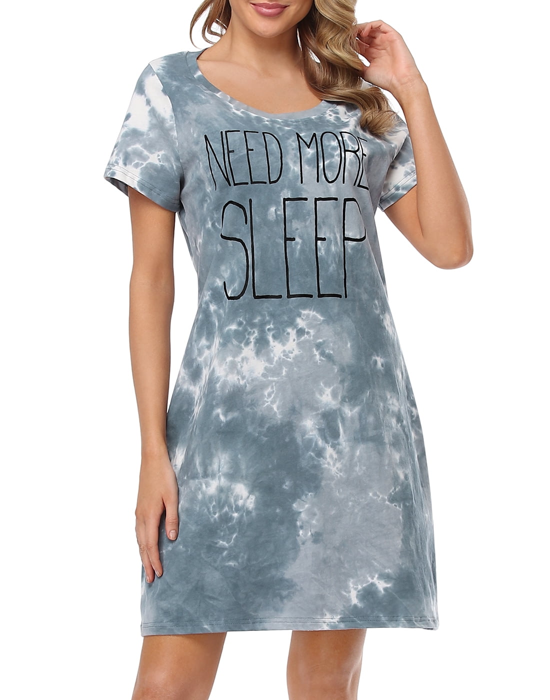 HDE Women's Cotton Nightgowns Short Sleeve Sleep Dress Sleep Tie Dye 4X ...