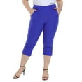 HDE Women's Plus Size Pull On Capris with Pockets Cropped Pants Royal ...