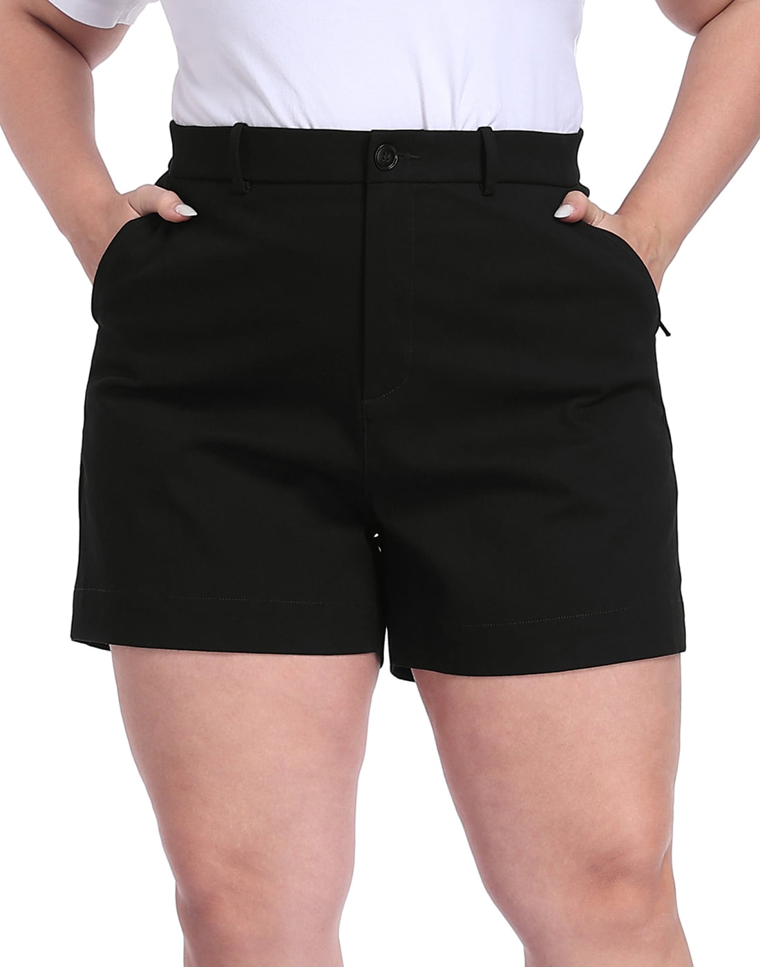 HDE Women's Plus Size Twill Chino Shorts 5" Inseam Tailored High ...