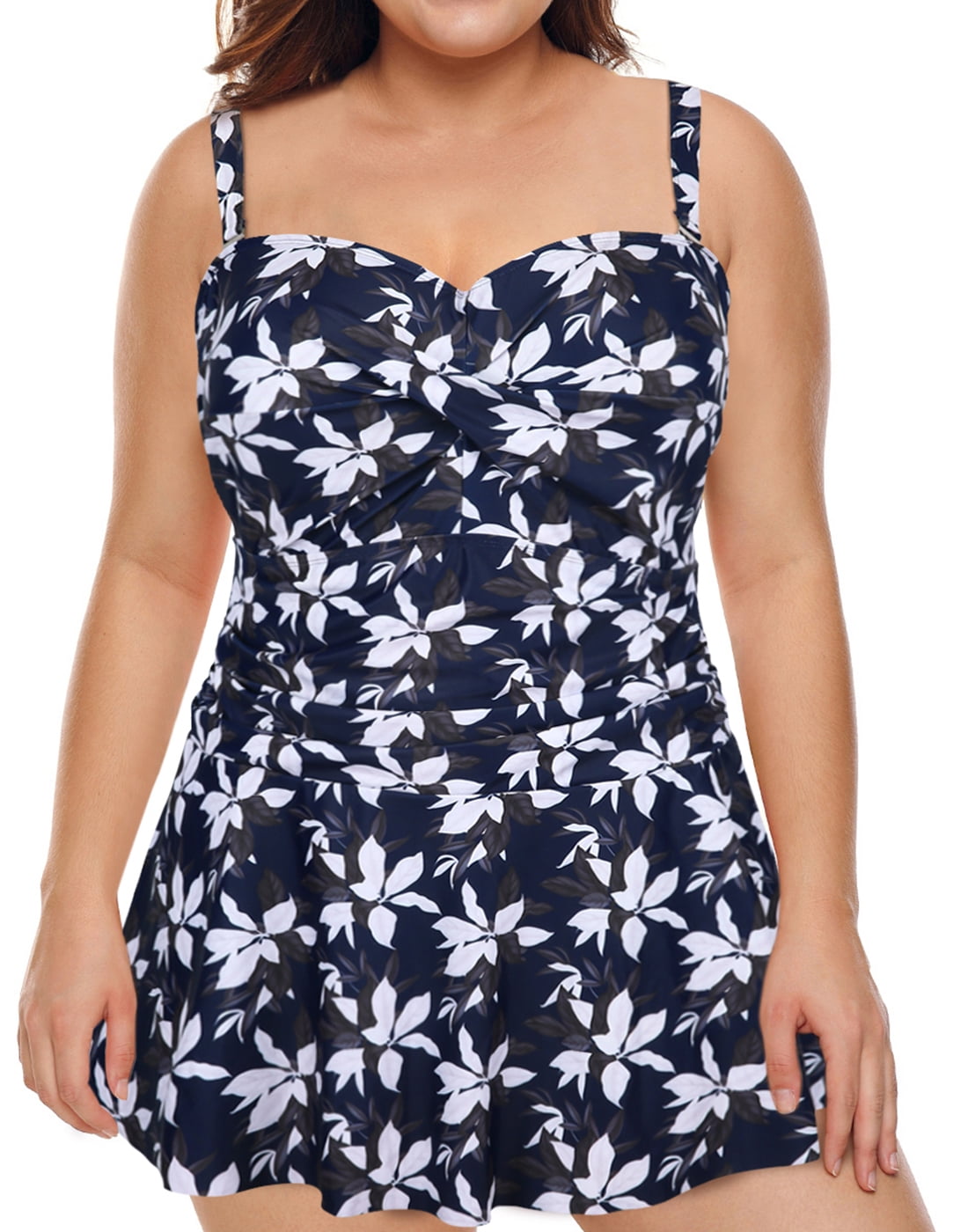 HDE Women's Plus Size Swim Dress, Tummy Control One-Piece Swimwear ...