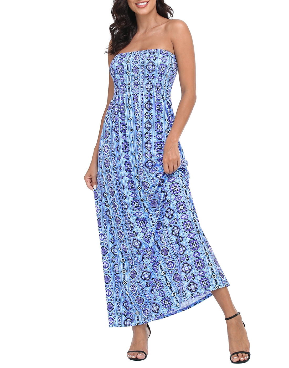 HDE Women's Strapless Maxi Dress Bohemian Sundress Beach Boho 2X ...