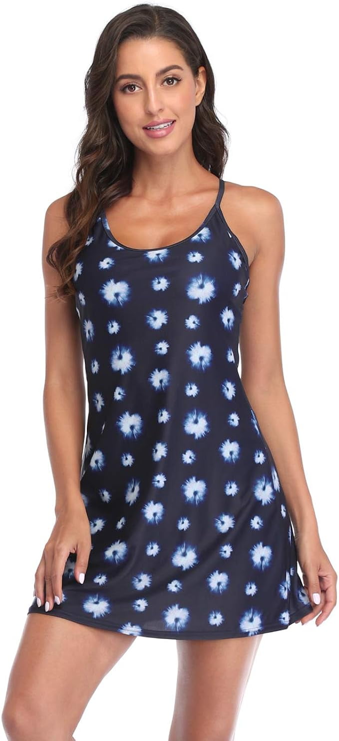 HDE Womens Exercise Workout Dress with Built-in Shorts Sleeveless ...