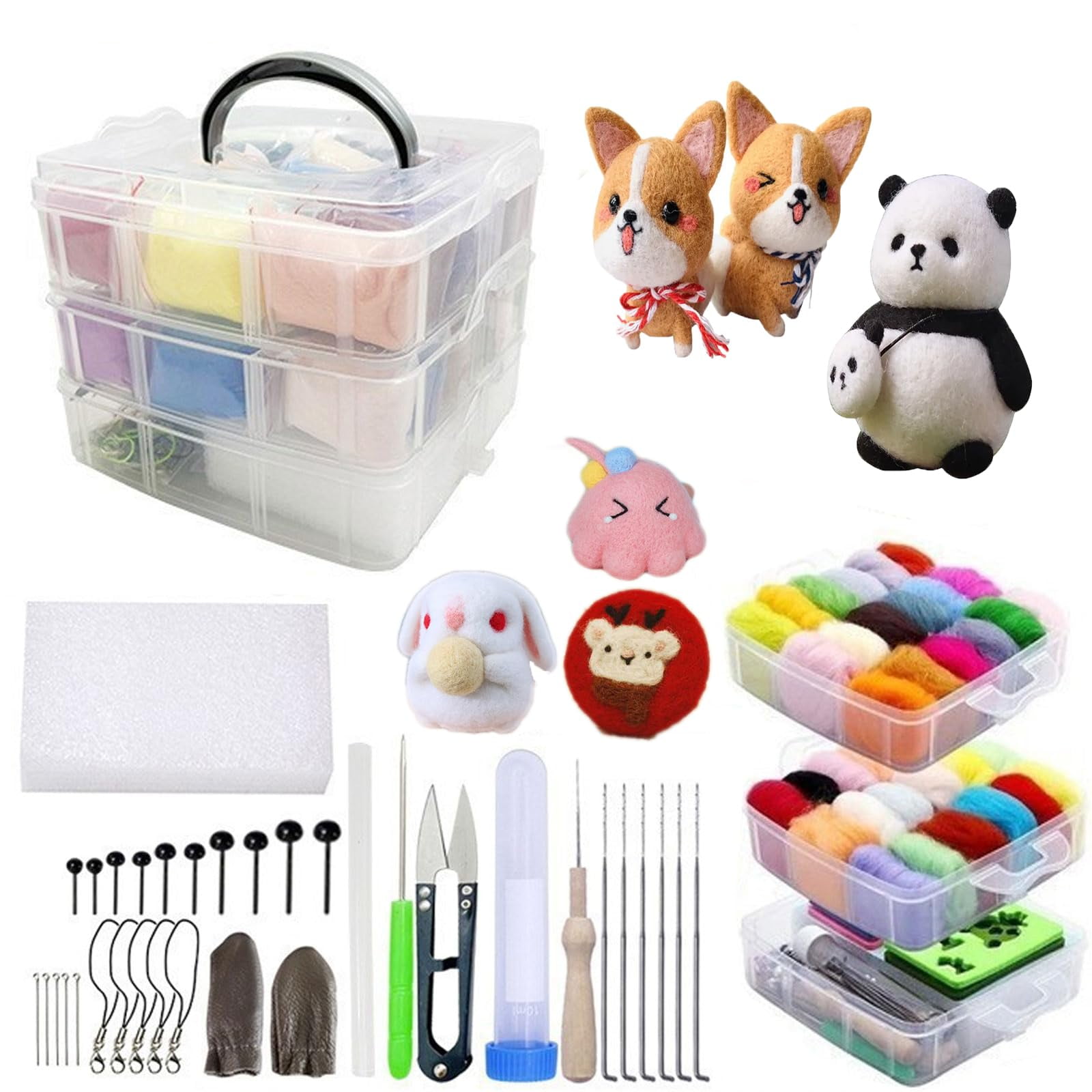 HDFCLUP Needle Felting Kit, Needle Felt Kits for Beginners, Wool Roving ...