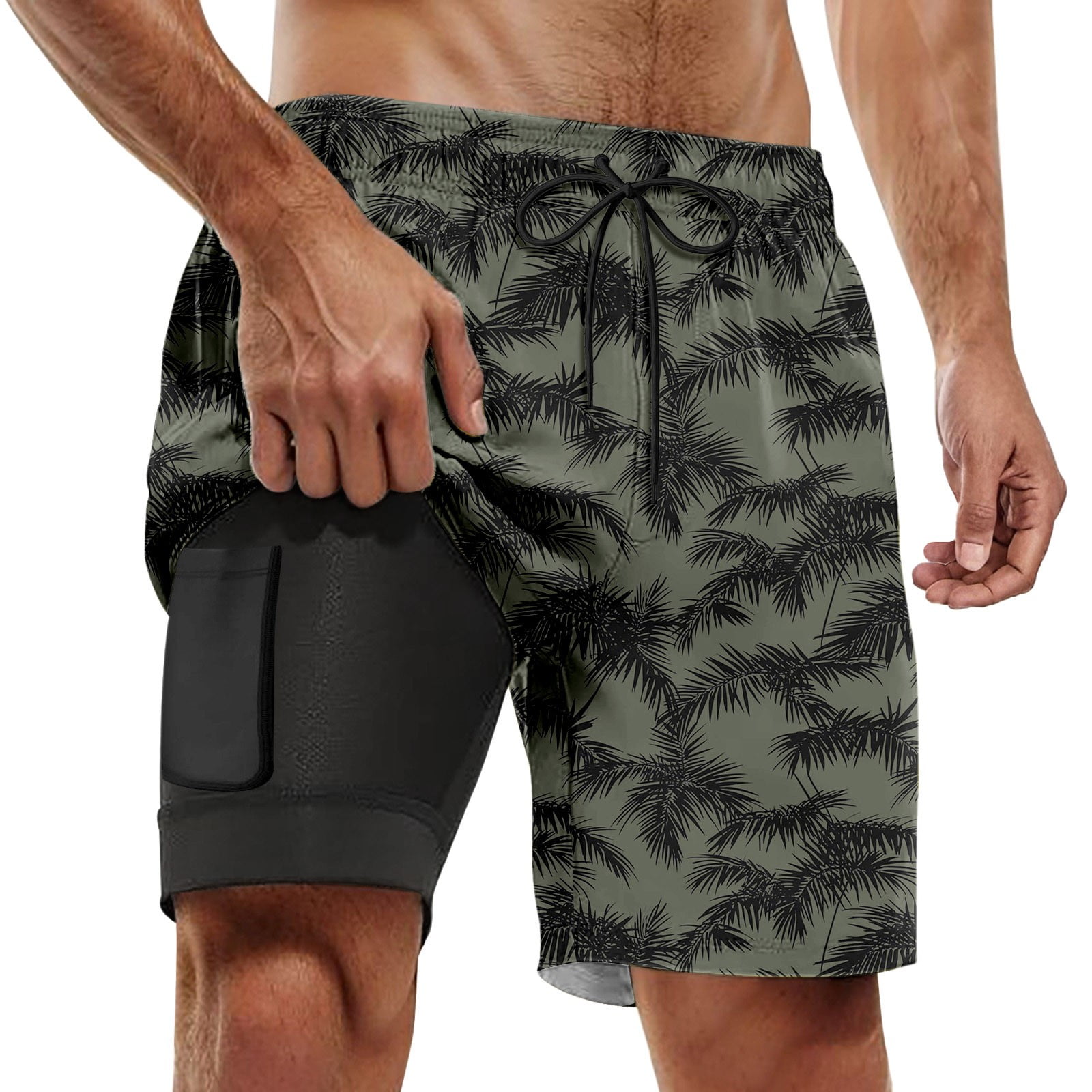 HDGB 2 in 1 Men's Swim Trunks with Compression Liner 9" with Zipper ...