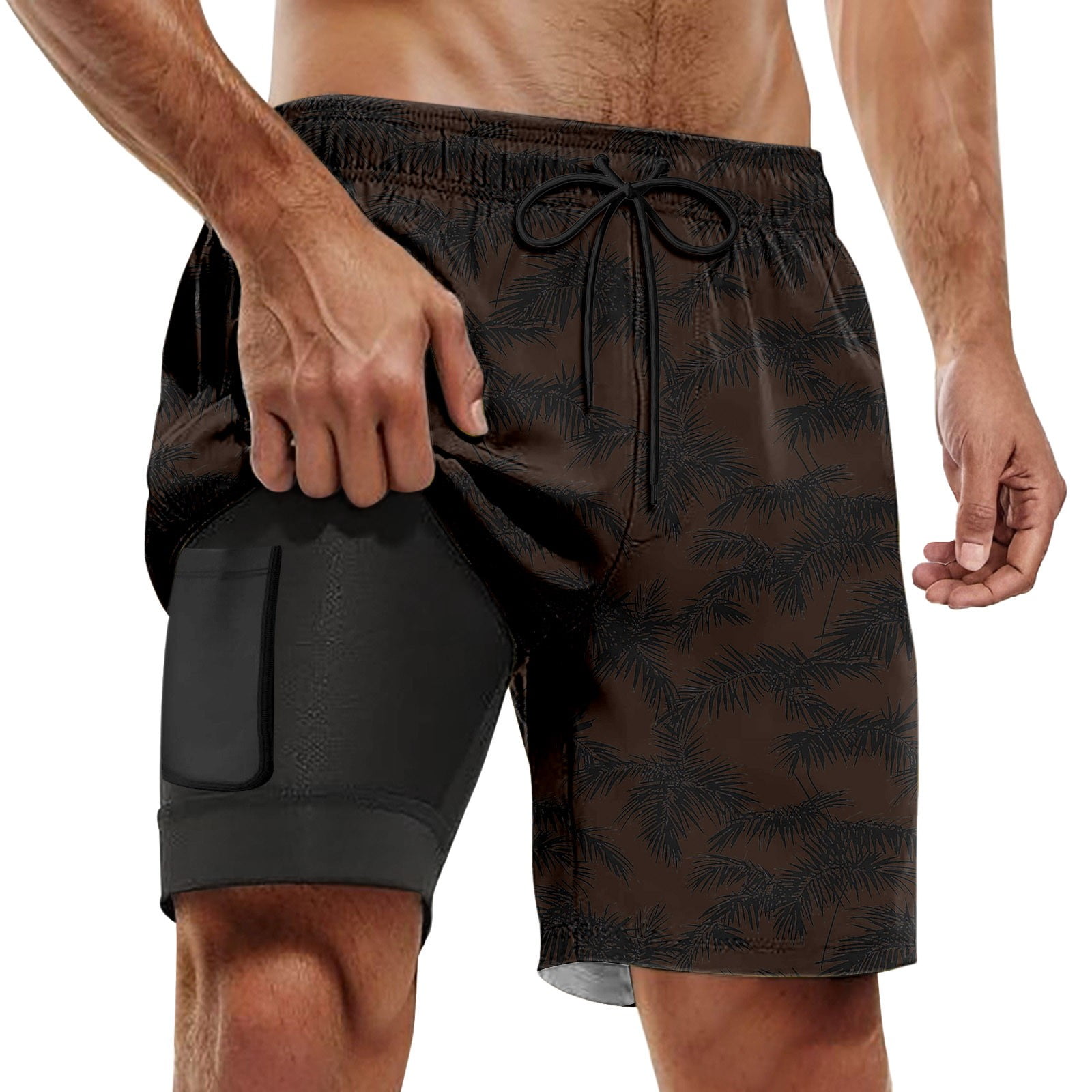 HDGB 2 in 1 Men's Swim Trunks with Compression Liner 9" with Zipper ...