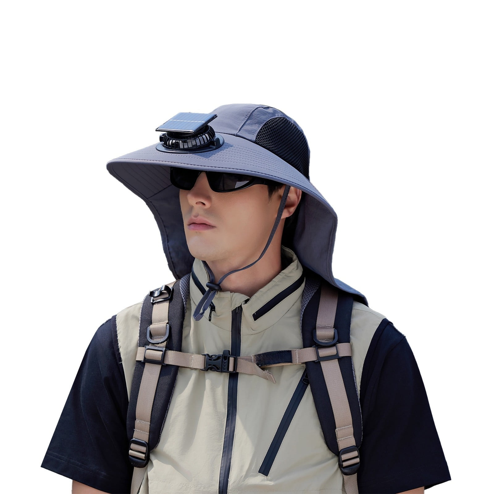 HDGB Wide Brim Hat with Fans Solar Power, Solar Fan Hats for Men and ...