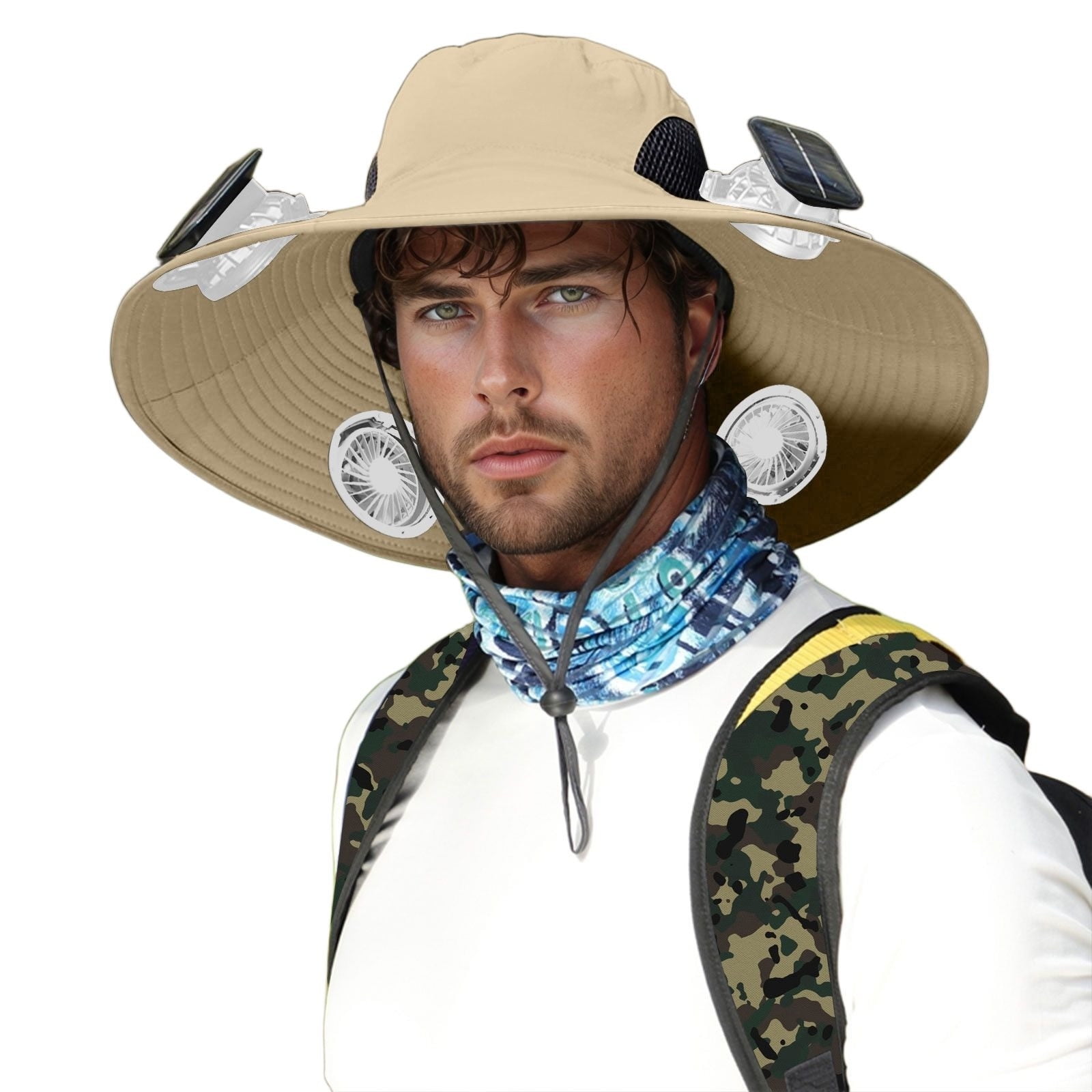 HDGB Wide Brim Solar Fan Outdoor Fishing Hat, Sun Hats with 4 Fans ...