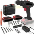 HDJ 21V Max Cordless Drill Set, 2 Batteries, Electric Drivers, Variable ...