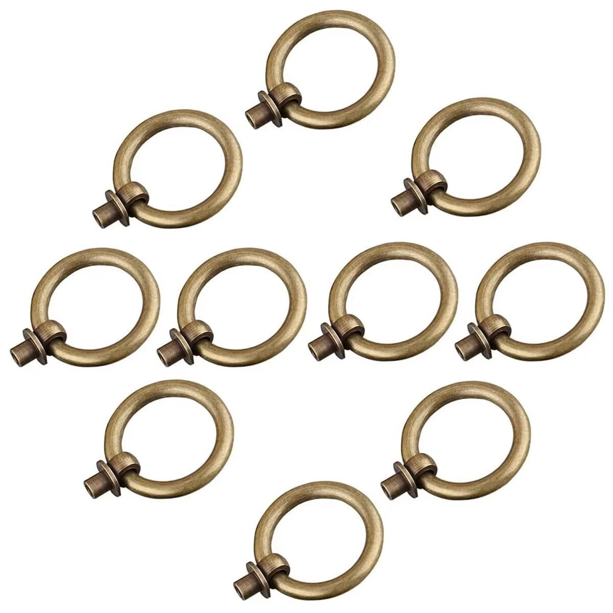 HDJNal 10 PCS 20mm Antique Brozne Drawer Pulls, Ring Pulls for Dresser ...