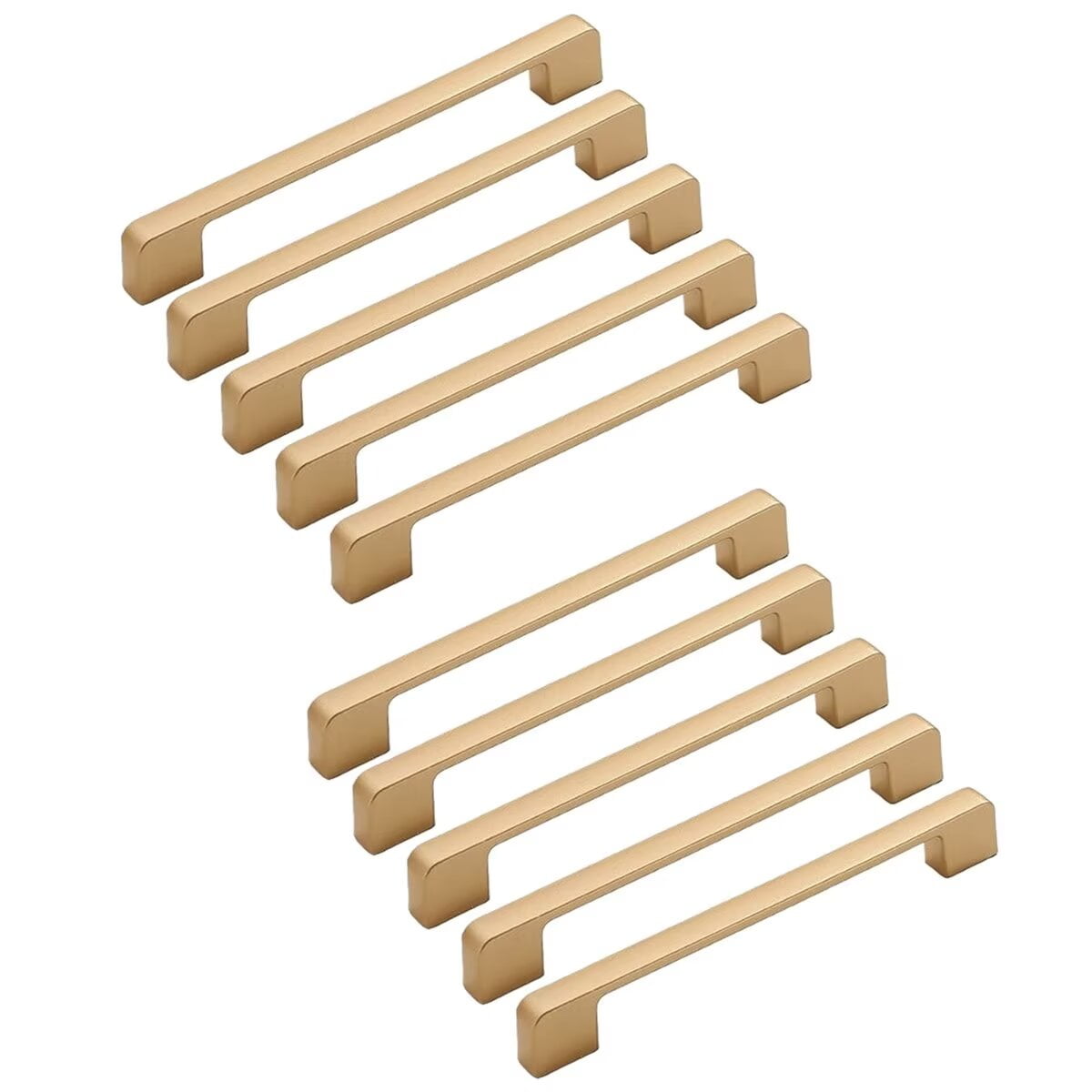 HDJNal 10 Pack 160mm Flat Sandy Gold Kitchen Bar Cabinet Handles Solid ...