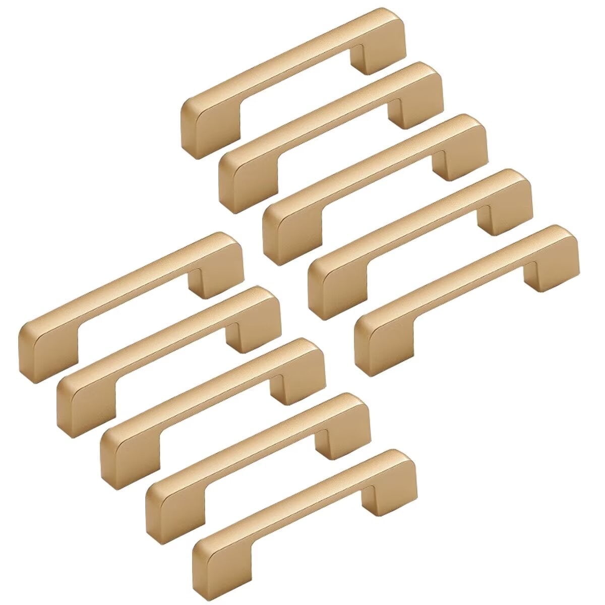 HDJNal 10 Pack 96mm Flat Sandy Gold Kitchen Bar Cabinet Handles Solid ...
