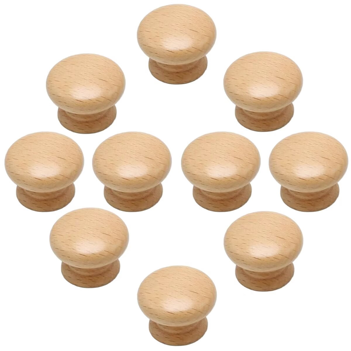 HDJNal 10 Pcs Natural Wooden Drawer Knobs, Vintage Wood Mushroom ...