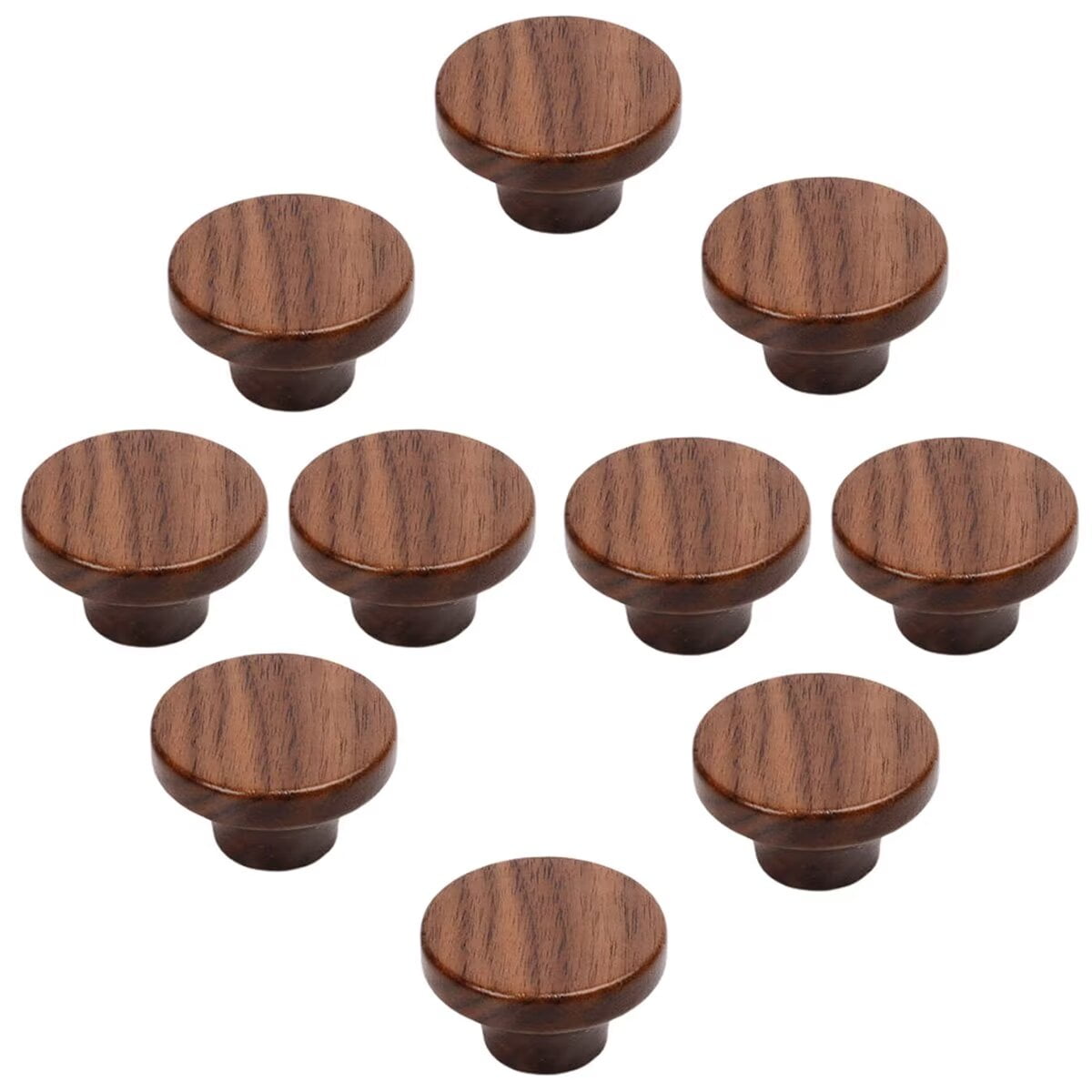 HDJNal 10Pcs Walnut Wood Knobs -40mm Round Wood Drawer Knobs Cabinet ...