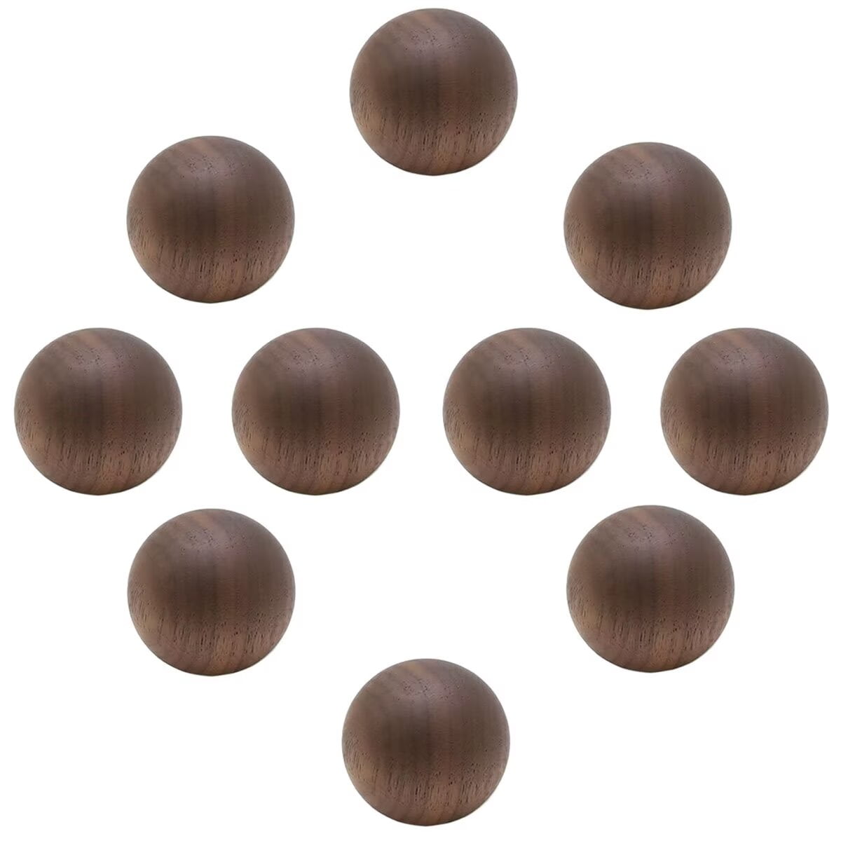 HDJNal 10pcs 30mm Walnut Wooden Ball Shape Handles, Cupboard Handles ...
