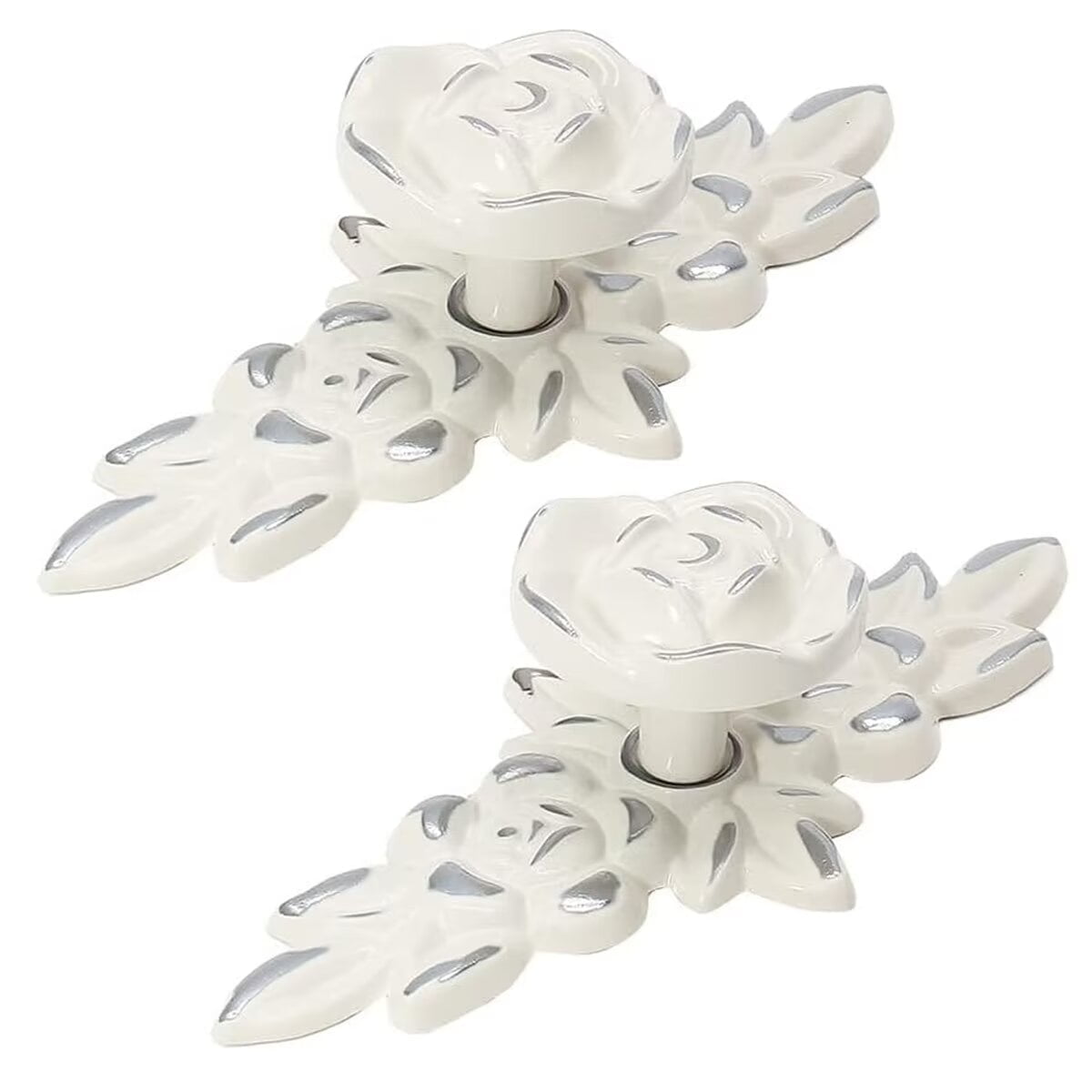 HDJNal 2Pcs Antique Rose Cabinet Knobs with Backplate- Classic Zinc ...