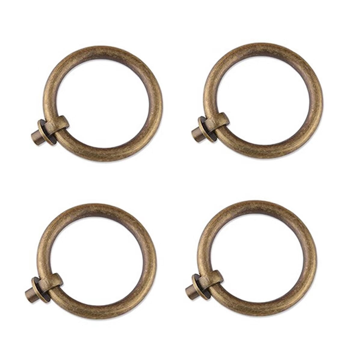 HDJNal 4Pcs Antique Bronze Round Cabinet Ring Pull Handles Single Hole ...