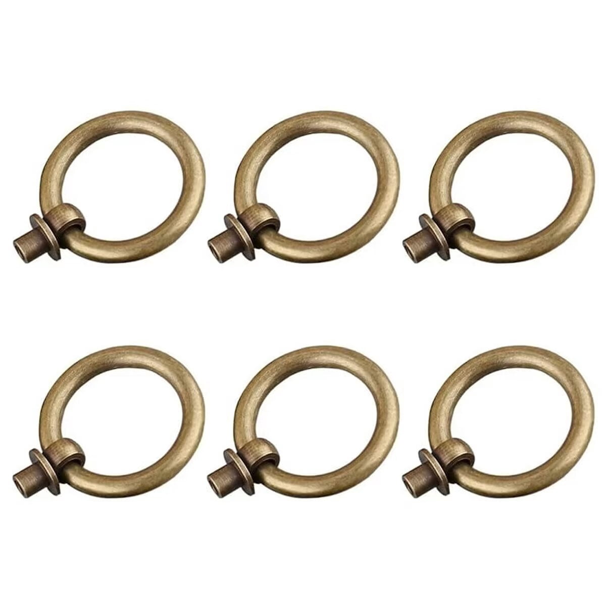 HDJNal 6 Pcs 20mm Round Drawer Pull Ring with Screws Antique Bronze ...