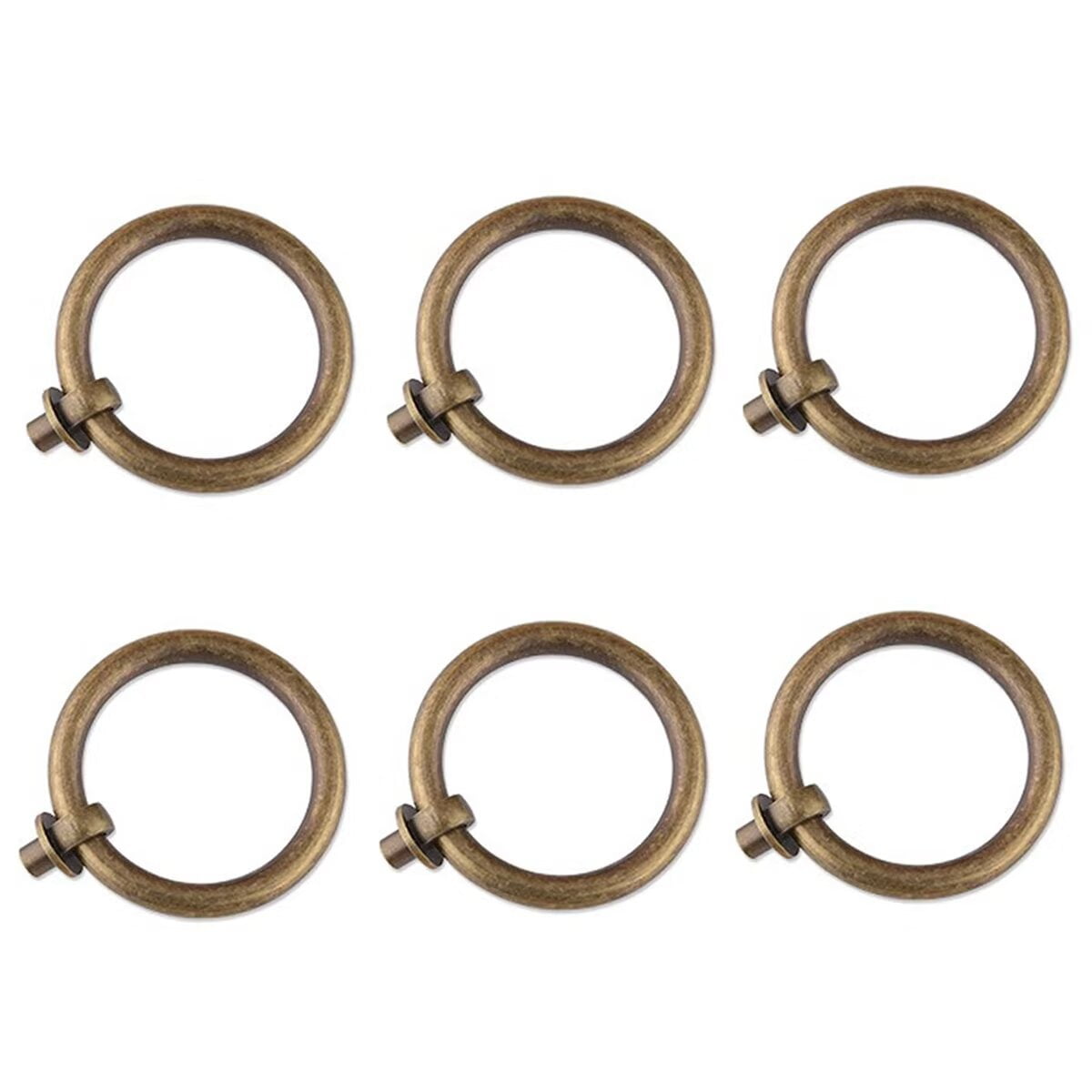 HDJNal 6 Pcs 25mm Round Drawer Pull Ring with Screws Antique Bronze ...