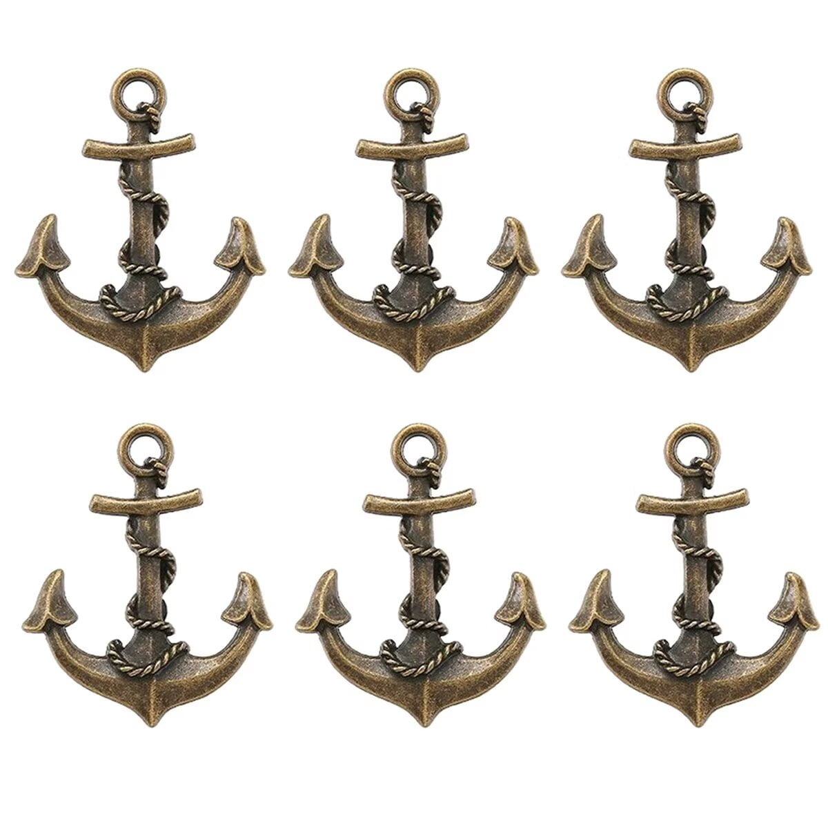 HDJNal 6pcs Nautical Ship's Anchor Knobs Decorative Zinc Alloy Bronze ...