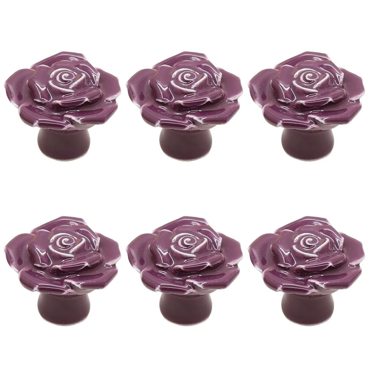 HDJNal Antique Rose Flower Cabinet Knobs, 6pcs Vintage Ceramics Handles ...