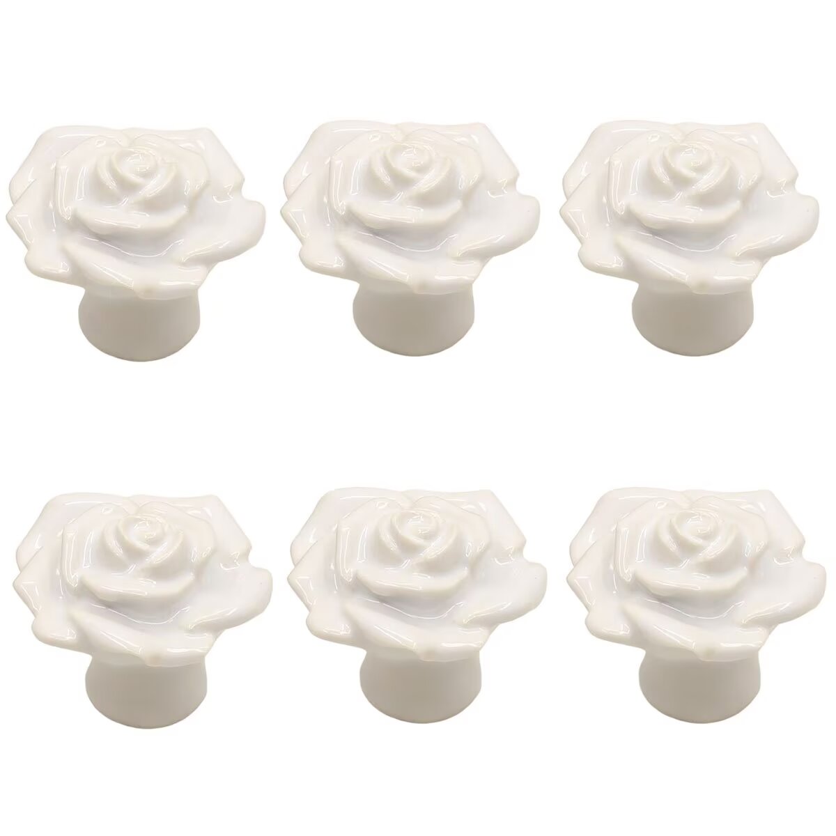 HDJNal Antique Rose Flower Cabinet Knobs, 6pcs Vintage Ceramics Handles ...