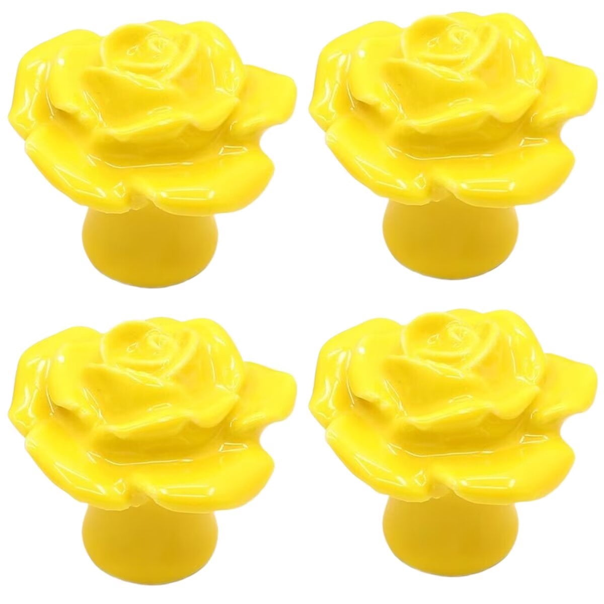 HDJNal Antique Yellow Rose Flower Cabinet Knobs, Decorative Furniture ...