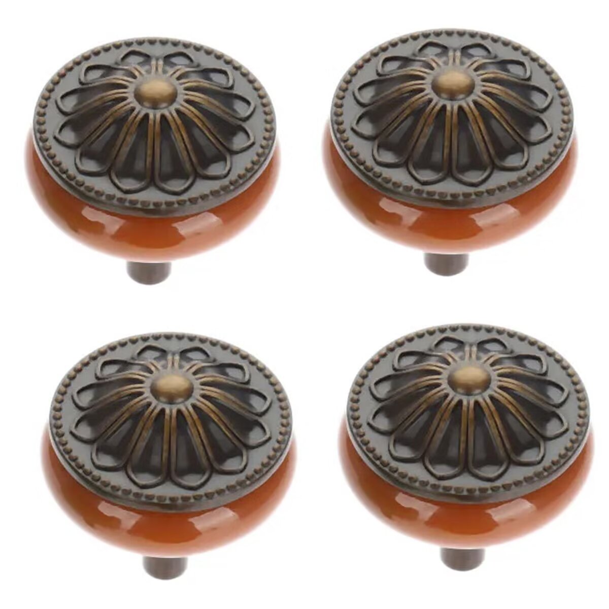 HDJNal Set of 4,Brown Ceramic Knobs - Kitchen Cabinet Cupboard Door ...