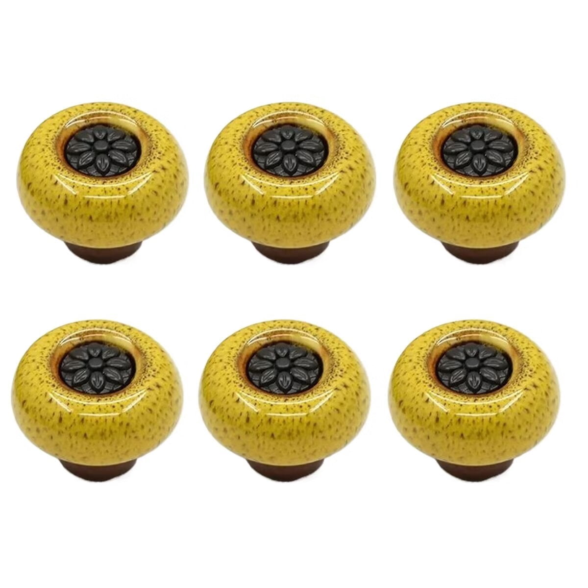 HDJNal Set of 6,Round Shape Ceramic Knobs with Screws - 32mm Diameter ...