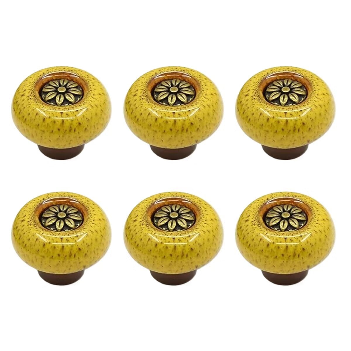 HDJNal Set of 6,Round Shape Ceramic Knobs with Screws - 32mm Diameter ...