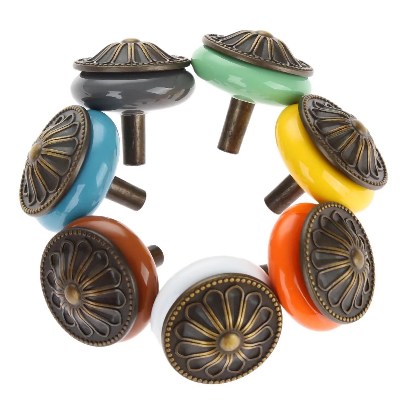 HDJNal Set of 7,Grey Mushroom Shape Ceramic Knobs with Screws - 33mm ...