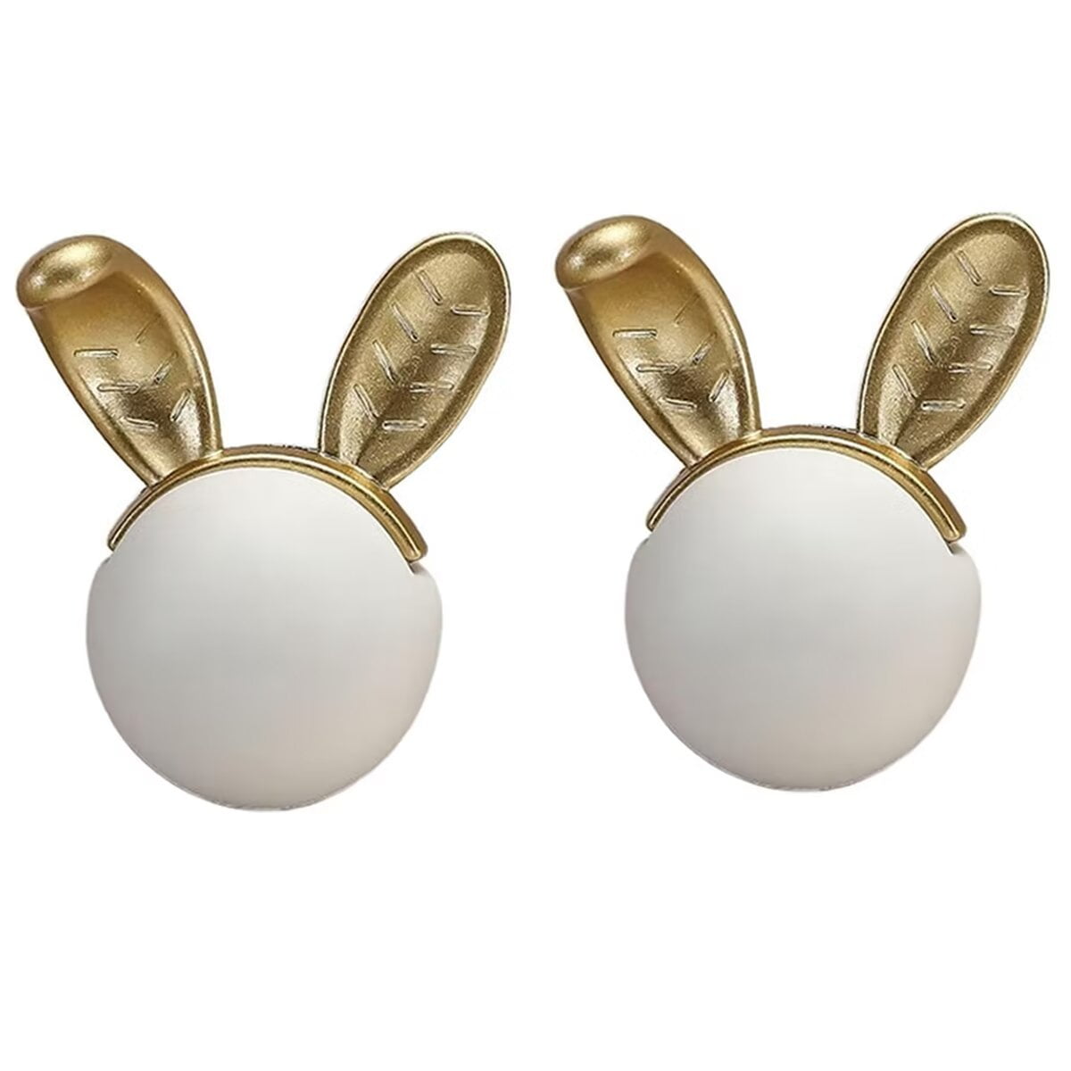 HDJNal White Rabbit Shape Cabinet Knobs - Set of 2 - Ceramic Drawer ...