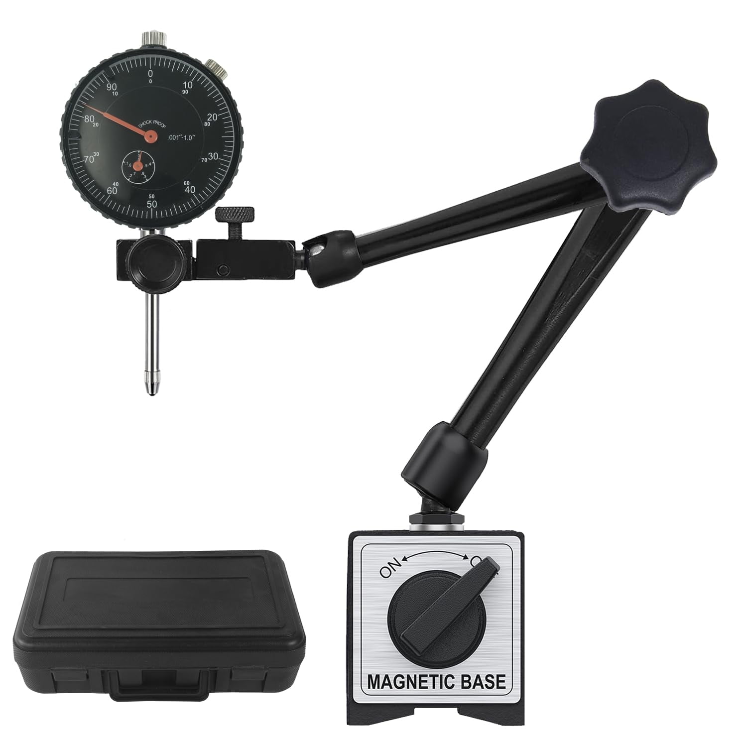 HDLNKAK Dial Gauge and Magnetic Base, 0-1"/0.001"Dial with 176lbs (80kg ...