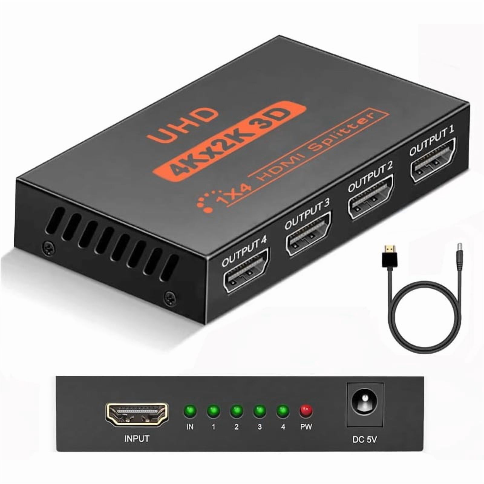 HD 1x4 splitter, supports 4K and 3D Full HD 1080P output, can be used ...