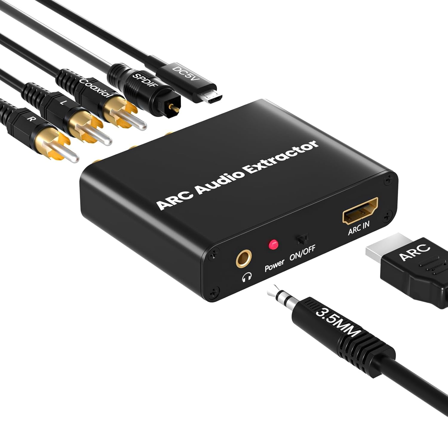 HDMI ARC Adapter, ARC Audio Extractor with Digital Optical TOSLINK SPDIF/Coaxial and Analog 3 ...