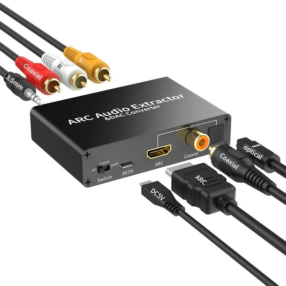 HDMI ARC Audio Extractor, 192KHz DAC Audio Converter, Digital to Analog ...