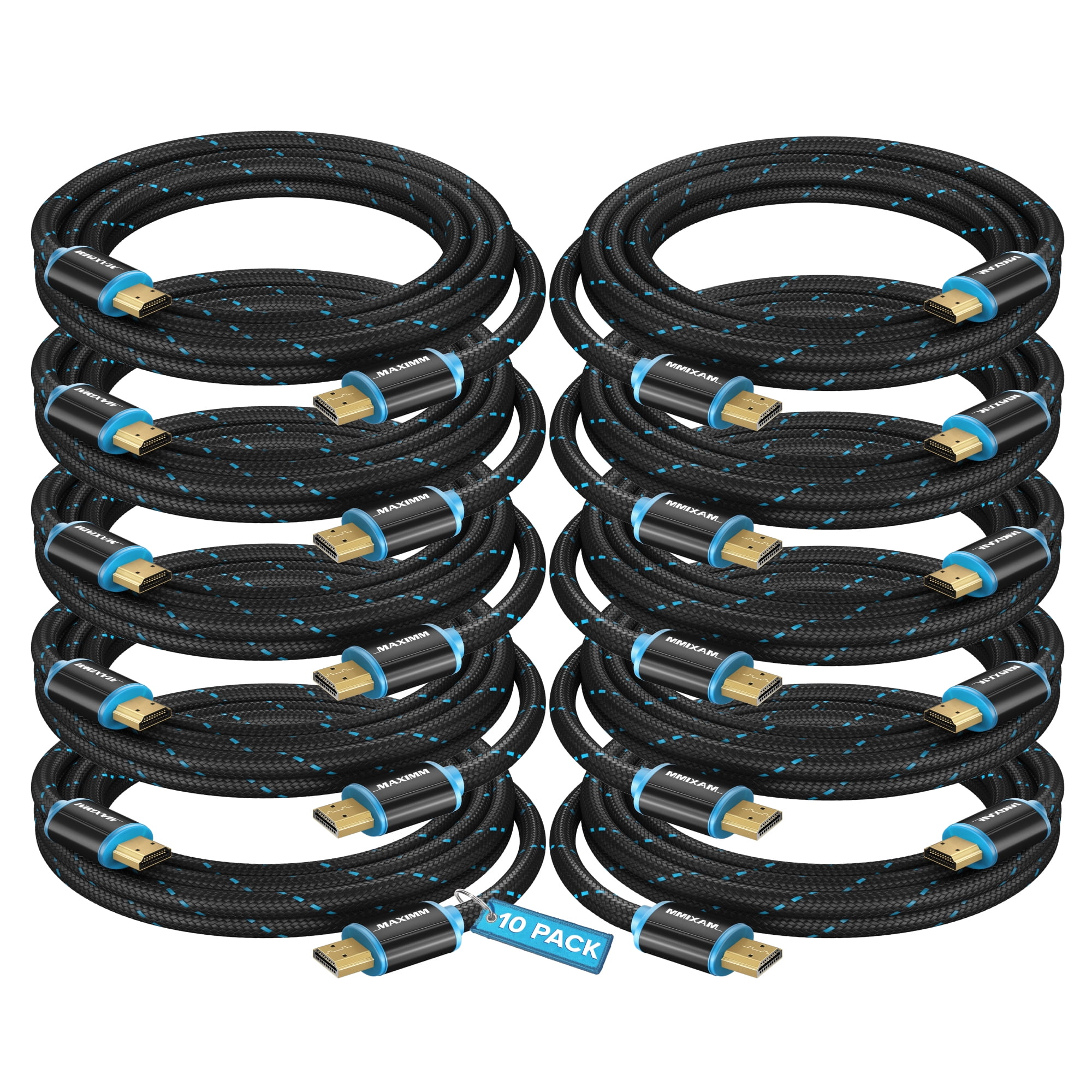 HDMI Cable 4K Ultra HD 6 Foot (10 Pack) Nylon Braided HDMI 2.0 Cable ...