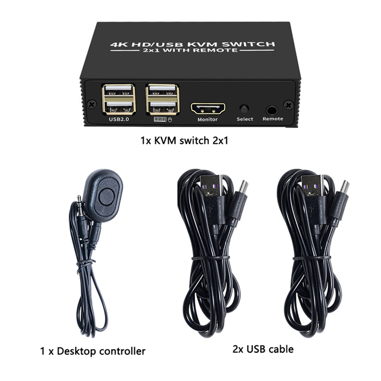 HDMI-Compatible KVM Switch 2x1 4K Switch Selector with 4 Port USB Hub ...