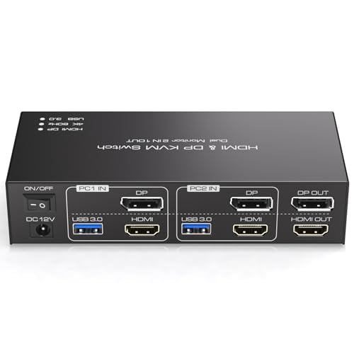 HDMI+Displayport KVM Switch 2 Monitors 2 Computers 4K@60Hz KVM Switcher ...