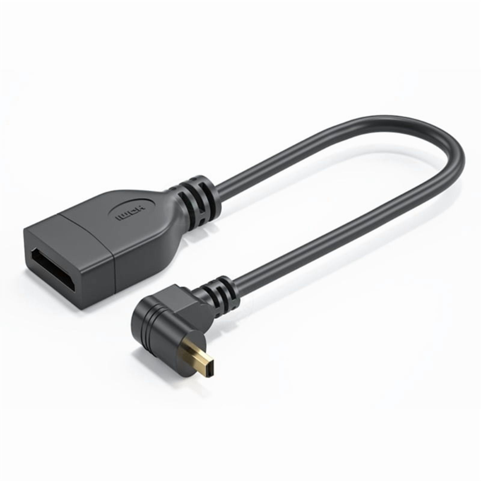HDMI Female to Micro HDMI Male Cable 4K60Hz, 90Degree Elbow 3840x2160P ...