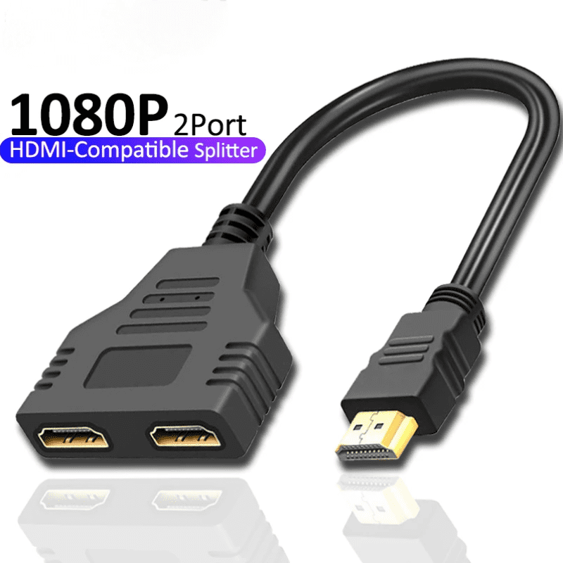 HDMI HD Cable Splitter 1080P 2 Dual Port Y Splitter 1 In 2 Out Cable ...
