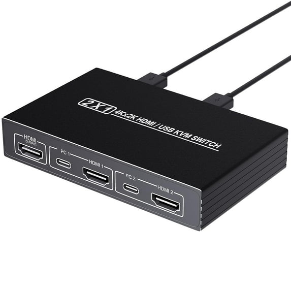HDMI KVM Switch 1 Monitor 2 Computers, 4K@60Hz Plug and Play KVM Switch ...