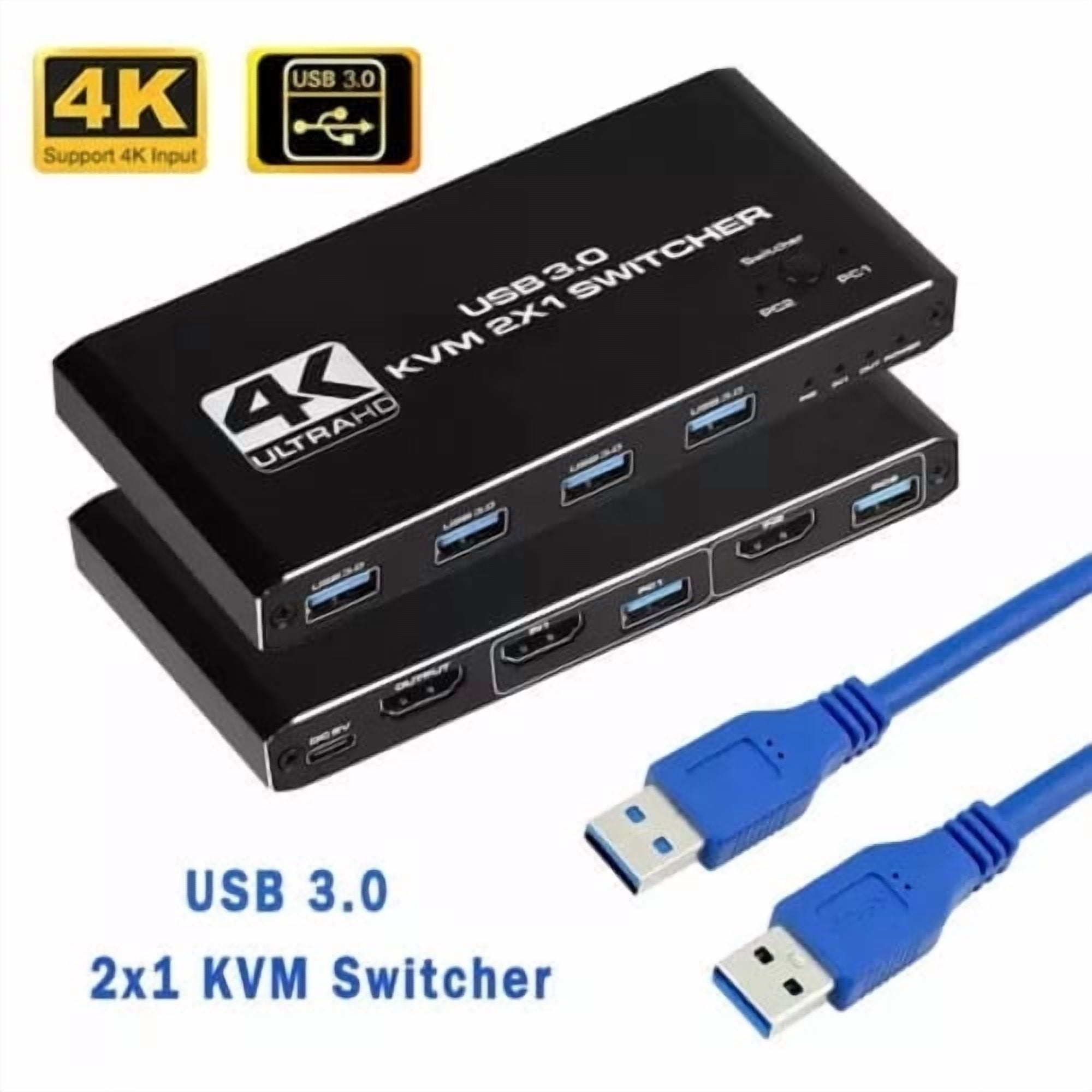 HDMI KVM Switch 4K@60Hz 2 Ports USB 3.0 KVM Switcher 2 in 1 out 2 PC ...