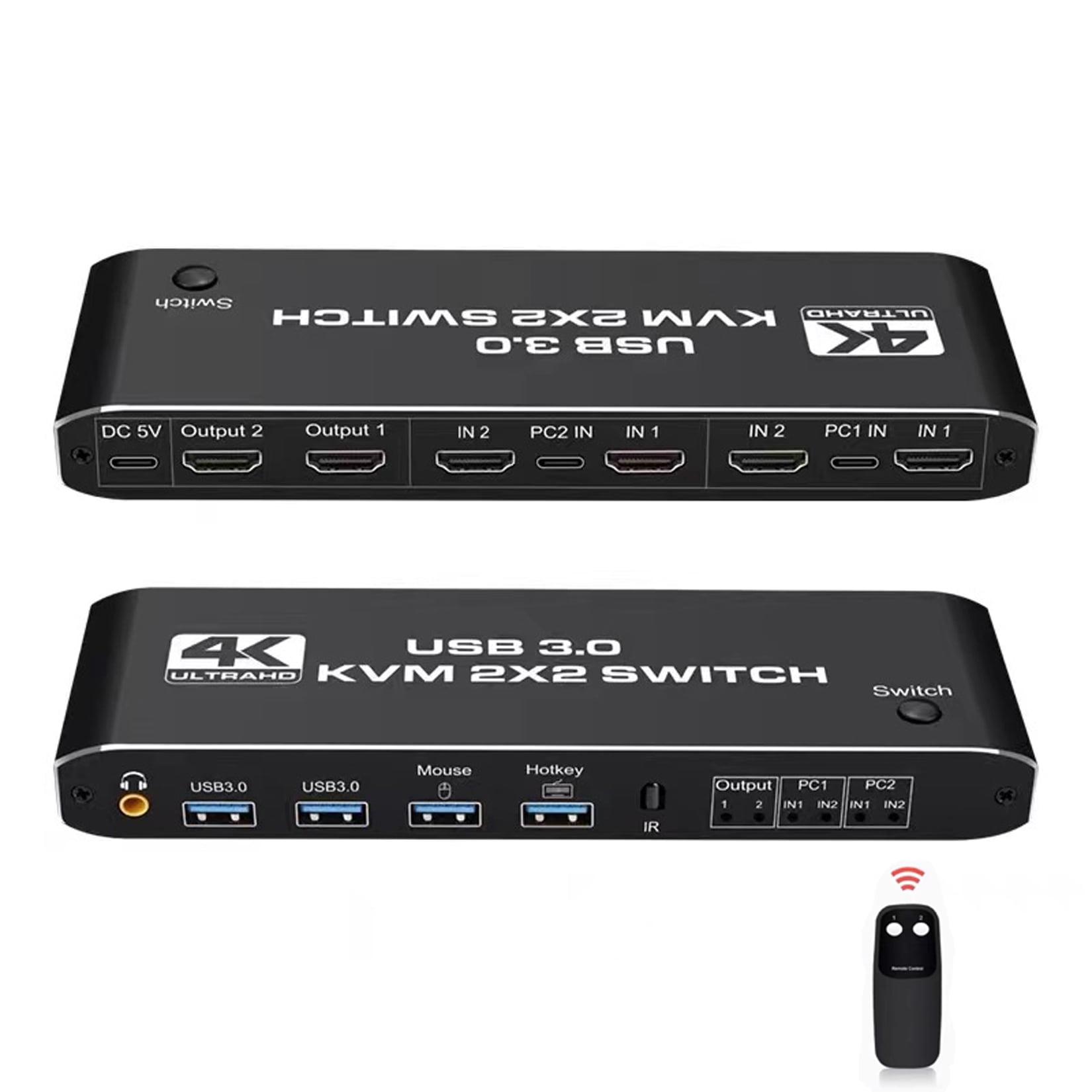 HDMI KVM Switch Dual Screen 2 Monitors 2 Computers 2 in 2 Out,4K@60Hz ...