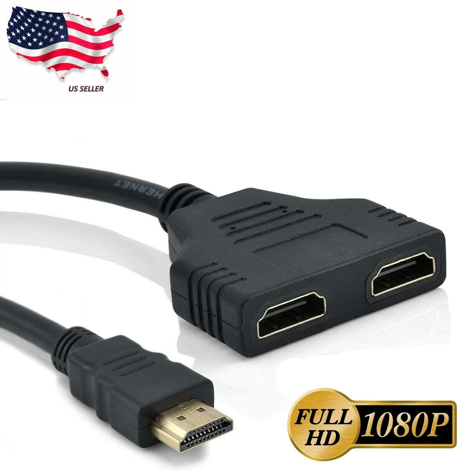HDMI Male 1080P to Dual HDMI Female 1 to 2 Way HDMI Splitter Adapter ...