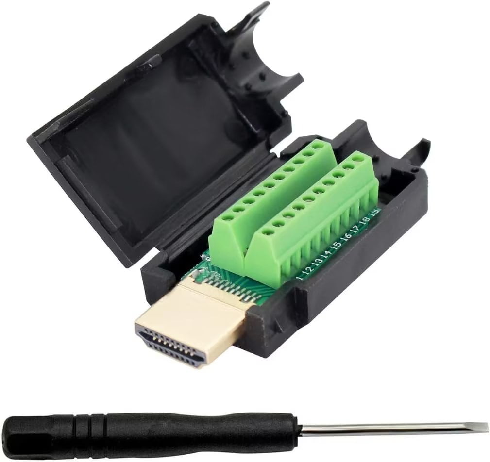 HDMI Male Connector Solderless Adapter Plug to Terminal Block Breakout ...