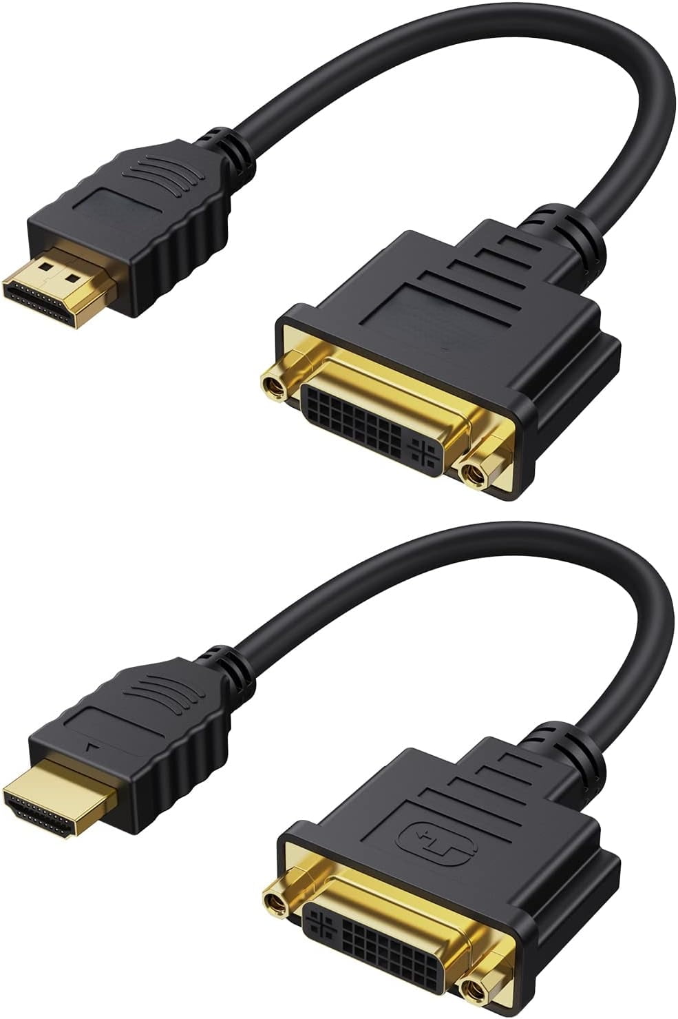 HDMI Male to DVI Female 0.5ft [2 Pack], Bi-Directional HDMI Male to DVI ...